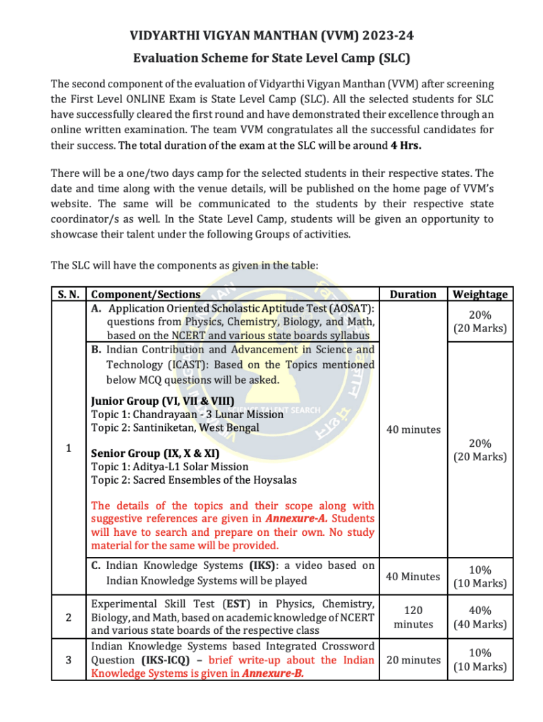 Vidyarthi Vigyan Manthan Result 2023 (Link Out) 11th Nov Check @www.vvm.org.in